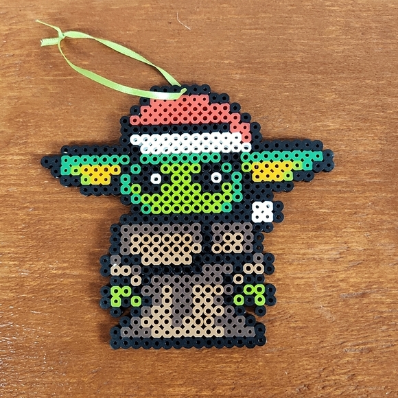 Hand Crafted | Holiday | Baby Yoda Pixel Art Christmas Ornament | Poshmark